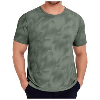 Generico T-shirt pour homme Jacquard &agrave; manches courtes &agrave; s&eacute;chage rapide avec &eacute;lastique T-shirt de sport actif &agrave; col rond pour course &agrave; pied en plein air Fitnes
