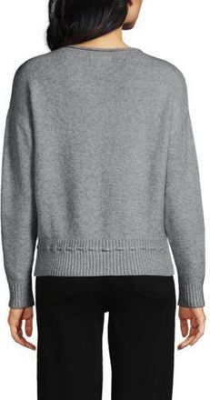 Lands End Wool Touch Pullover mit B&auml;ndchenzug-Saum, Damen, Gr&ouml;&szlig;e:32-34 regular, Grau, Wolle/Polyester/Viskose, by Lands End