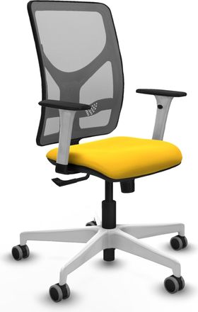 Piqueras y Crespo Schreibtischstuhl aus Kunstleder mit wei&szlig;en und schwarzen Armlehnen, h&ouml;henverstellbare Lendenwirbelst&uuml;tze, ausgestattet mit 3 Positionen und Schneidsc