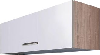 Loftscape home24 Hängeschrank 1 Klappe 100 x 32 x 32cm Braun/Weiß/Hochglanz Weiß/Eiche Sonoma Dekor
