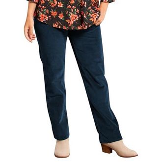 Generic Pantalon de printemps 2026 pour femme en velours c&ocirc;tel&eacute; &agrave; taille &eacute;lastique - Jambe droite - Automne/hiver, bleu, 3XL
