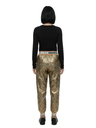 Dolce & Gabbana Womens Gold Metallic Fibre Casual Pants