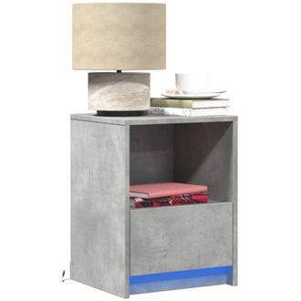 vidaXL Nachttische mit LED-Leuchten 2 Stk. Betongrau Holzwerkstoff - Vidaxl