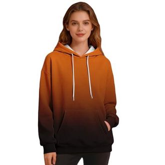 Generic Pull &agrave; capuche tendance d&eacute;grad&eacute; pour femme, pull &agrave; manches longues, pull &agrave; capuche surdimensionn&eacute; confortable, streetwear, haut d&eacute;contract&eacute;, coupe amp