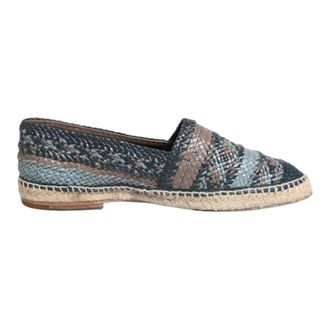 Dolce & Gabbana Blau Graue Gewebte Ledernespadrilles Schuhe - - Shoes - Herren - Mehrfarbig - 42 EU