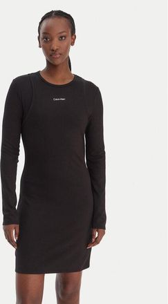 Calvin Klein Jeans Strickkleid LV047E219G Schwarz Slim Fit