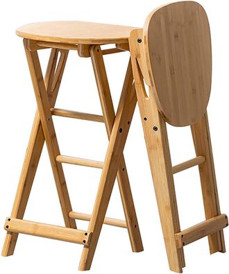 Generic Solid Wood Folding Chair,Wooden Foldable Stool,Portable Outdoor,Bar Counter Chair,No Need to Install,for Home, Kitchen and Bar Counter