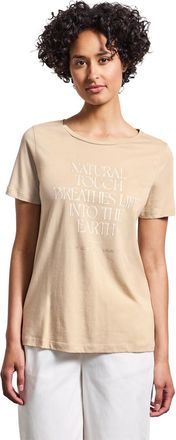 Street One Damen A323045 Shirt mit Wording Artwork, Coastal Beige, 46