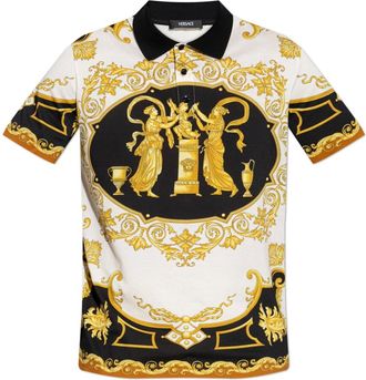 Versace Homme, Tops, Jaune, Taille: 2XL Polo Imprim&eacute; Hall of Heroes