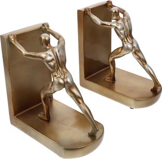 NUOBESTY Goldene Buchst&uuml;tzen aus Harz 2 St&uuml;ck Moderne Dekoration f&uuml;r Schreibtisch und Wohnzimmer Stabile Buchhalter f&uuml;r B&uuml;ro und Zuhause