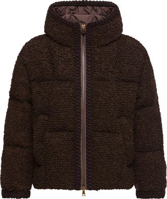 Moncler Moncler Cristallin Hooded Wool Blend Short Down Jacket, Women, Brown, Size: 00
