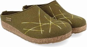 Haflinger Pantoufles pour Femmes Grizzly Mikado 741040, Pointure:39 EU, La Couleur:Vert