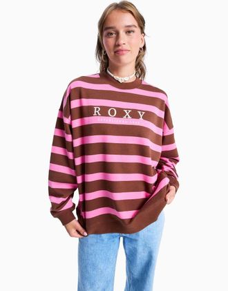 Roxy Strictly - Gestreiftes Oversize-Sweatshirt in Tiramisu Strictly Stripe-Rosa