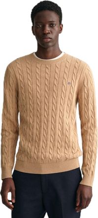 GANT Herren Cotton Cable C-Neck Pullover, Khaki Mel, 3XL