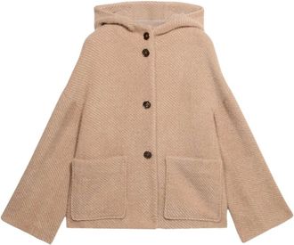 Oltre Femme, Manteaux, Beige, Taille: 42 FR Manteau Court en Maille Tricot&eacute;e