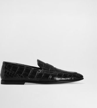 Dolce & Gabbana Slipper Aus Alligatorleder - Mann Driver Und Mokassins Schwarz 42