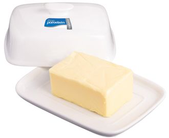 KitchenCraft Butterdose aus wei&szlig;em Porzellan mit Deckel, 19 x 14 x 7,5 cm (7,5 x 5,5 x 3)