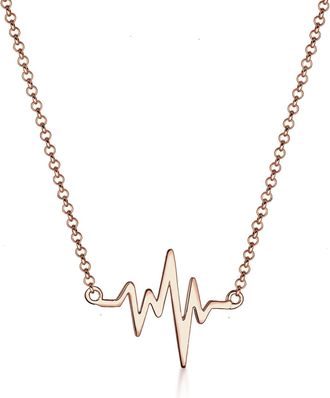 Elli Damen-Halskette Heart Beating Love aus 927er-Sterlingsilber, Roségold, 45