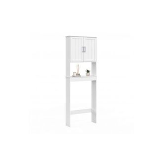 IDMarket Meuble &eacute;tag&egrave;re dessus wc waldo bois blanc