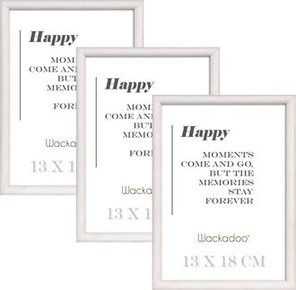 Wackadoo Bilderrahmen 13x18 weiß 3er Set Fotowand Fotorahmen mit Glasscheibe Picture frame Holz aus MDF