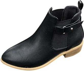 Generic 2026 Bottines &agrave; pointe en daim pour adolescentes et dames - Pour lautomne et lhiver - Talon bloc - Veau large, Noir, 38.5 EU