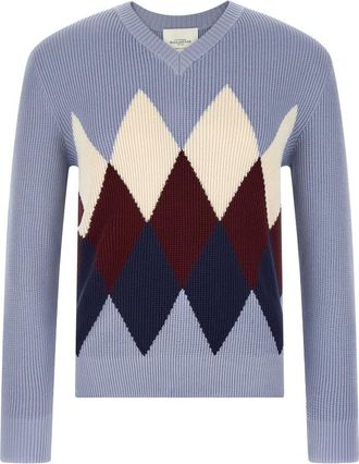 Ballantyne Homme, Pulls, Multicolore, Taille: L Pull en maille col V &agrave; motif losanges