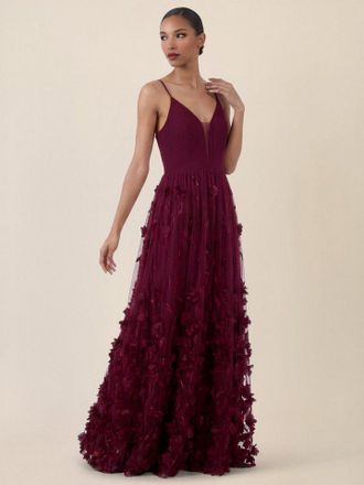 Apart Abendkleid mit 3D-Bl&uuml;ten und T&uuml;llrock