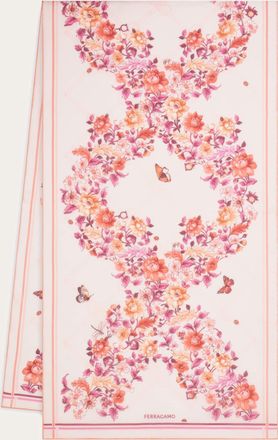 Ferragamo Damen Seidenschal mit Ramage-Print Rosa