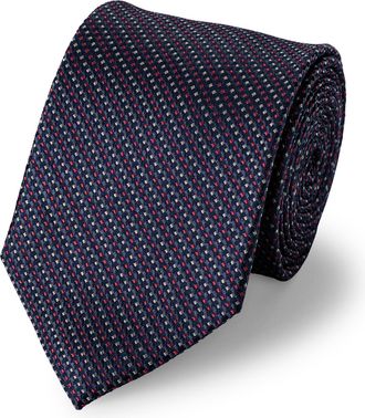 CHARLES TYRWHITT Krawatte aus Seide mit dezentem Muster - Indigoblau & Rosa