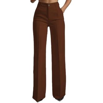 Generic Pantalon de costume &eacute;l&eacute;gant pour femme avec taille haute et jambe droite, pantalon daffaires d&eacute;contract&eacute; avec taille haute, pantalon de travail &eacute;l&eacute;gan