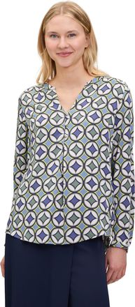 Cartoon Damen Casual-Bluse mit Kn&ouml;pfen 38, Blau/Gr&uuml;n