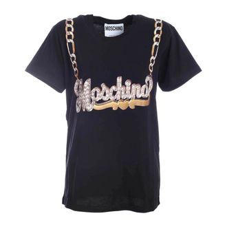 Moschino Stilvolles Schwarzes Halsketten T-Shirt - - Tops - Damen - Schwarzk - XS