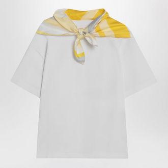 Bottega Veneta White T-shirt with Silk Scarf