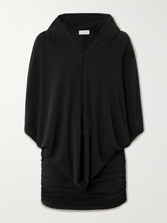 Magda Butrym Mehrlagiges Minikleid Aus Stretch-cr&ecirc;pe Mit Kapuze - Schwarz