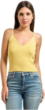 A|X Armani Exchange Femme, Pulls, Jaune, Taille: 36 FR Top Tricot&eacute; en tissu technique
