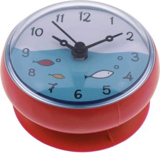 F Fityle Duschuhr Bad Clock K&uuml;chenuhr Wanduhr Badezimmer Saugnapf Uhr Spiegeluhr, Auswahl, rot