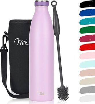 Milu Bouteille deau en Acier Inoxydable - Double paroi isolée sous vide - Bouche Standard Gourde - 350ml 500ml / 750ml / 1000ml/ 1.5l - sans BPA - Thermo G
