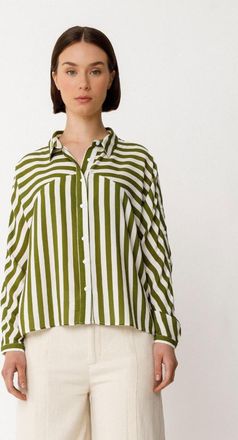 SKFK Damen vegan Hemd Ekia Gr&uuml;n Wei&Atilde;Y