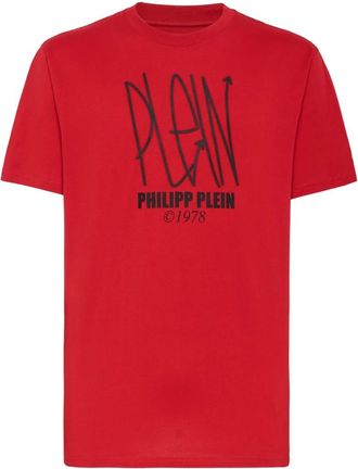 Philipp Plein Homme, Tops, Rouge, Taille: 3XL T-Shirt Col Rond T&ecirc;te de Mort