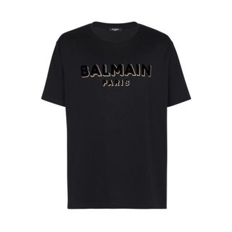 Balmain Metallic Flocked T-Shirt - - Tops - Herren - Schwarzk - L