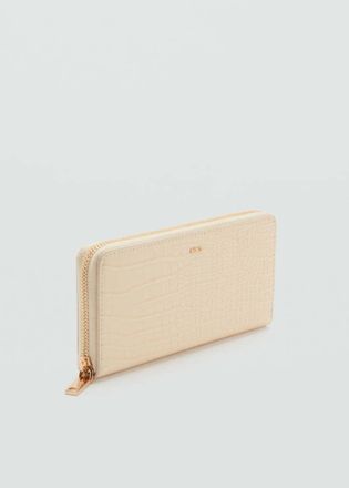 Mango Grand portefeuille effet croco &eacute;cru - Femme - Taille unique - MANGO