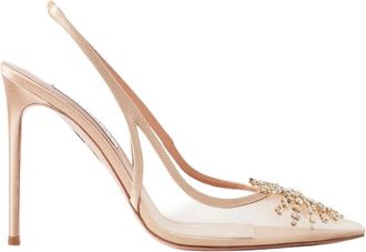 Aquazzura Femme, Chaussures, Beige, Taille: 39 1/2 EU Crystal Firework Sling 105