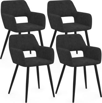 IDMarket Set Di 4 Sedie Da Pranzo E Poltrone Da Tavolo Holy In Velluto Nero