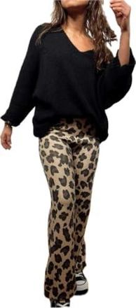 Generico Legging évasé avec imprimé léopard, pour femme, taille haute, effet réducteur,, léopard, S