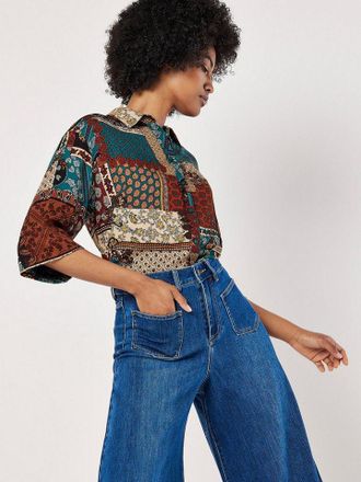 Apricot T-Shirt Kurzbluse mit &uuml;berschnittenen Schultern