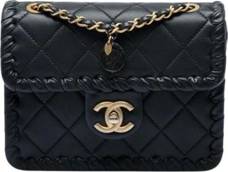 Chanel Pre-owned Sac bandouli&egrave;re tress&eacute; en cuir vintage - Femme - Pre-owned - Noir - Taille: ONE Size