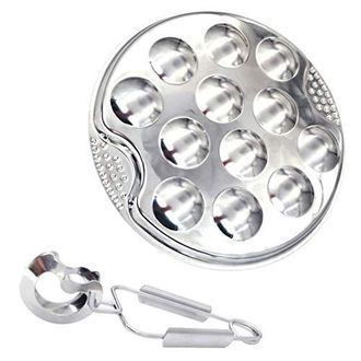 Angoily Plaque Escargot Set Ensemble Plat D Escargot en Acier Inoxydable avec 12 Trous de Compartiment Set D escargots Escargot Assiette D Escargot D Escargot