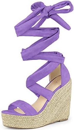 Allegra K Sandales à Talon compensé et Plateforme à Espadrille pour Femmes Mauve 38