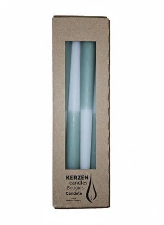 Wenzel Hochwertige Spitzkerzen Two Tone/Dip Dye, 4 St&uuml;ck, H25x&Oslash;2,3cm, 8 Stunden, Made in Germany, RAL-zertifiziert, Wei&szlig; & Smaragd
