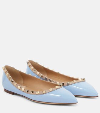 Valentino Garavani Ballerines Rockstud en cuir verni